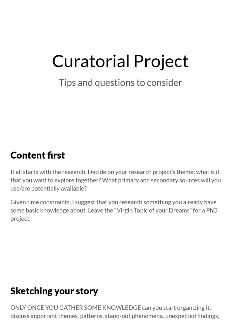 Curatorial Project: Tips and Questions To Consider | PDF | Narrative ...