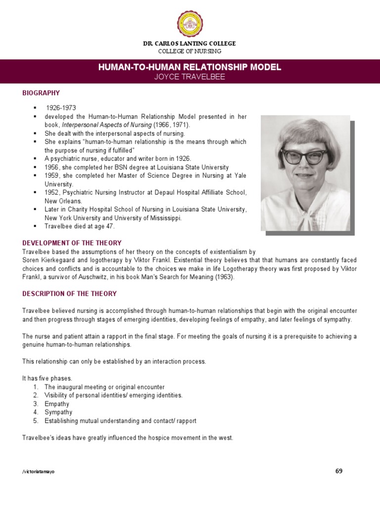 Joyce Travelbee - Human-to-Human Relationship Model | PDF | Hope | Nursing