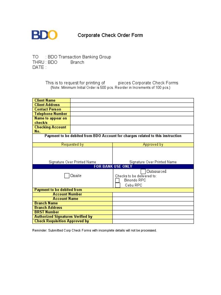 Check Order Form | PDF