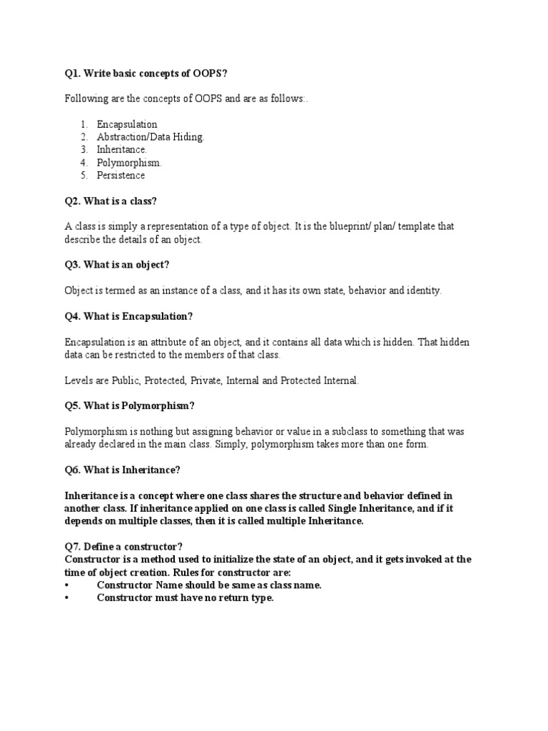 Sample Questions OOP Concept PDF | PDF | Method (Computer Programming ...