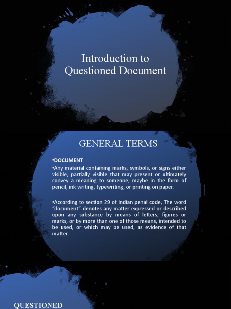 Introduction To Questioned Document: PPT by Dr. Janaki M C | PDF ...
