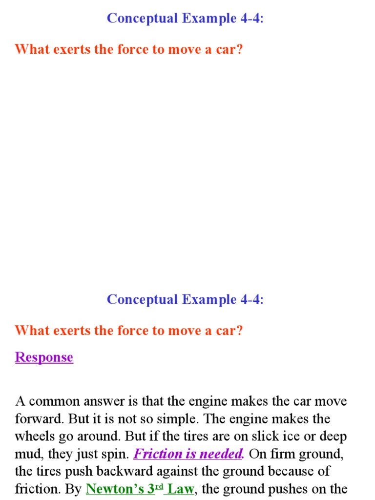 What Exerts The Force To Move A Car?: Conceptual Example 4-4 | PDF ...