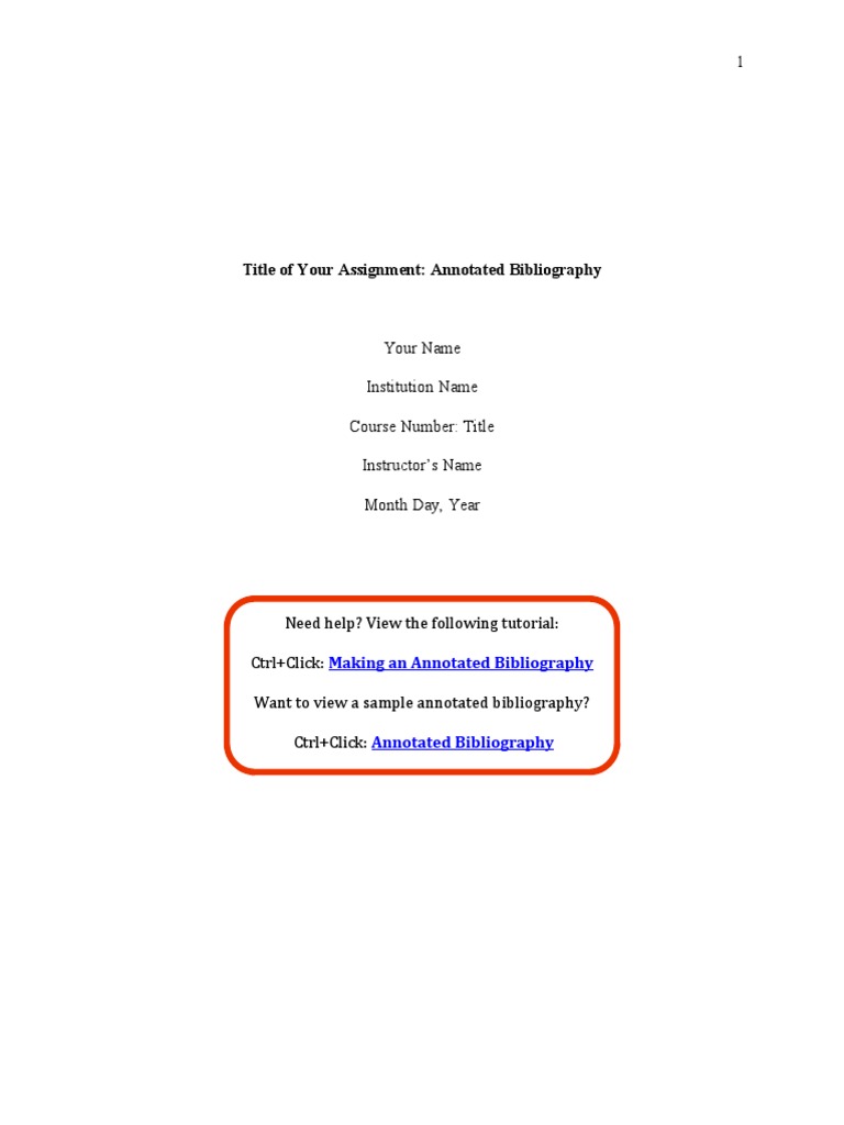 Annotated Bibliography Template | PDF | Digital Object Identifier ...