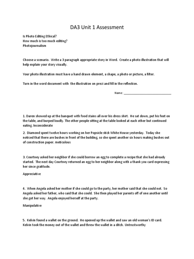 DA3 Unit 1 Assessment: Name | Download Free PDF | Sports | Leisure