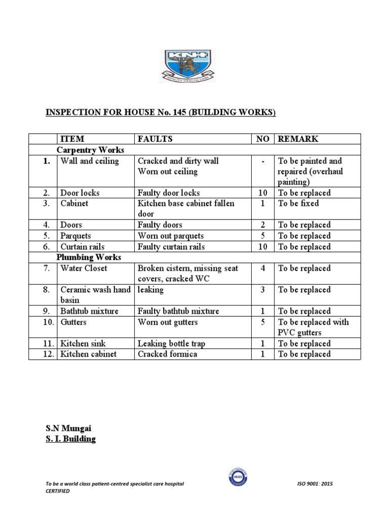 Inspection of Building Works | PDF
