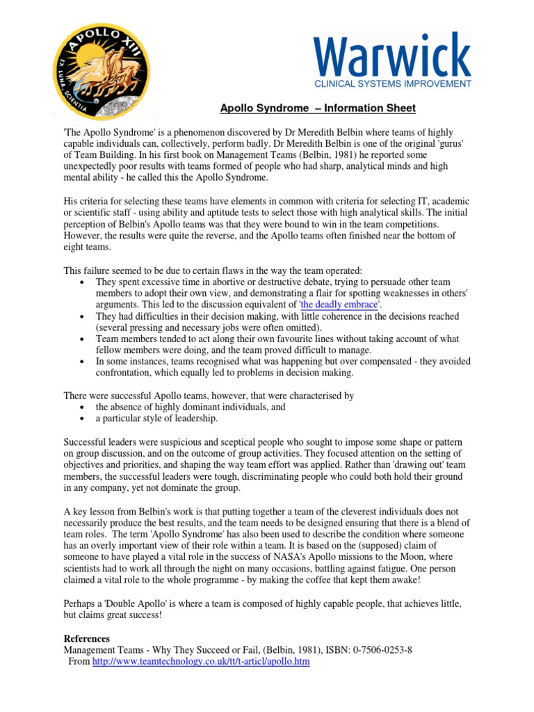 Apollo Syndrome | PDF | Decision Making | Cognition