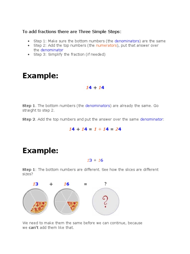 Adding Fractions | PDF