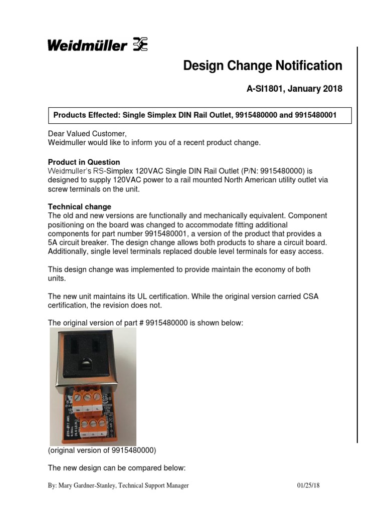 Weidmuller RS-Simplex Outlet Design Update | PDF | Technology & Engineering