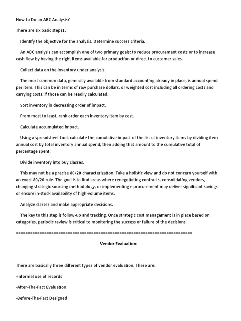 How To Do An ABC Analysis | PDF | Audit | Procurement