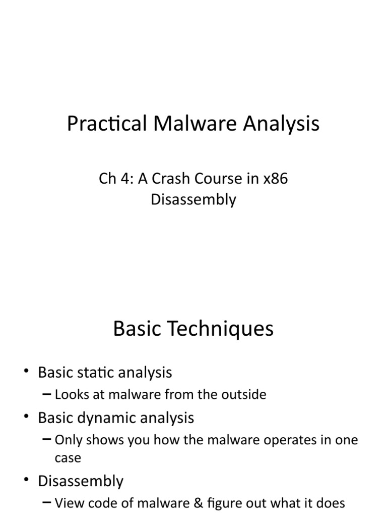 Practical Malware Analysis: CH 4: A Crash Course in x86 Disassembly ...
