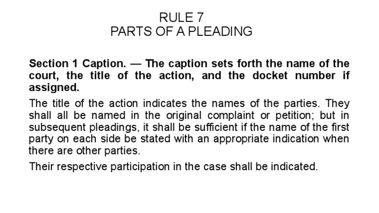 Parts of Pleading | PDF