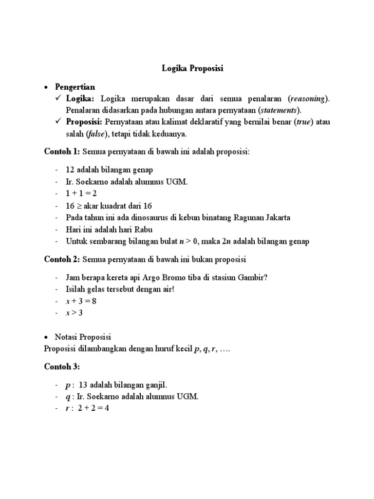 Logika Proposisi PDF | PDF