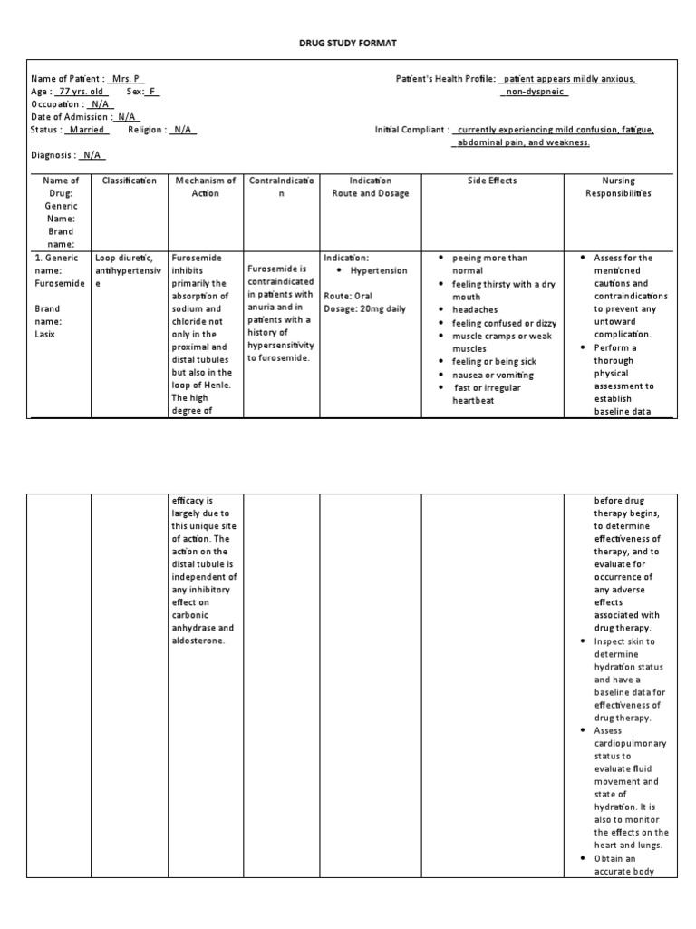 Drug Study Format | PDF | Opioid | Analgesic