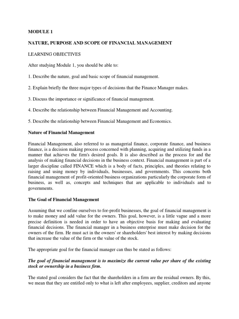 Module 1 Financial Management | PDF | Cost Of Capital | Dividend