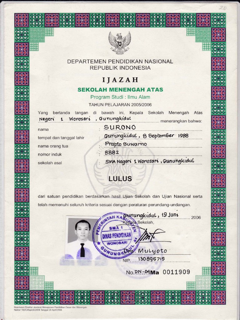 Ijazah SMA | PDF