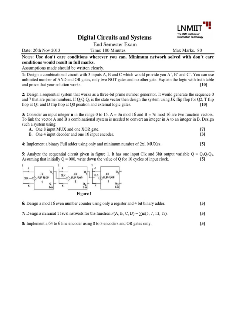 DIGITAL CIRCUIT AND SYSTEM End Term | PDF | Logic Gate | Digital ...