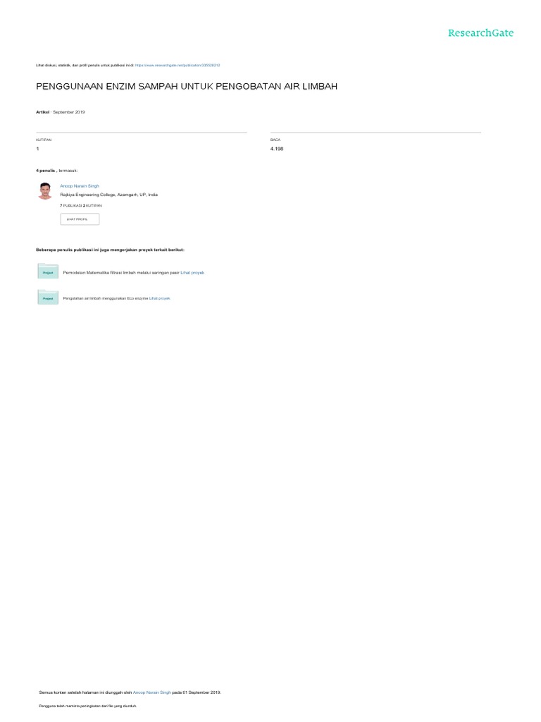 Useofgarbageenzymefortreatmentofwastewater en Id | PDF