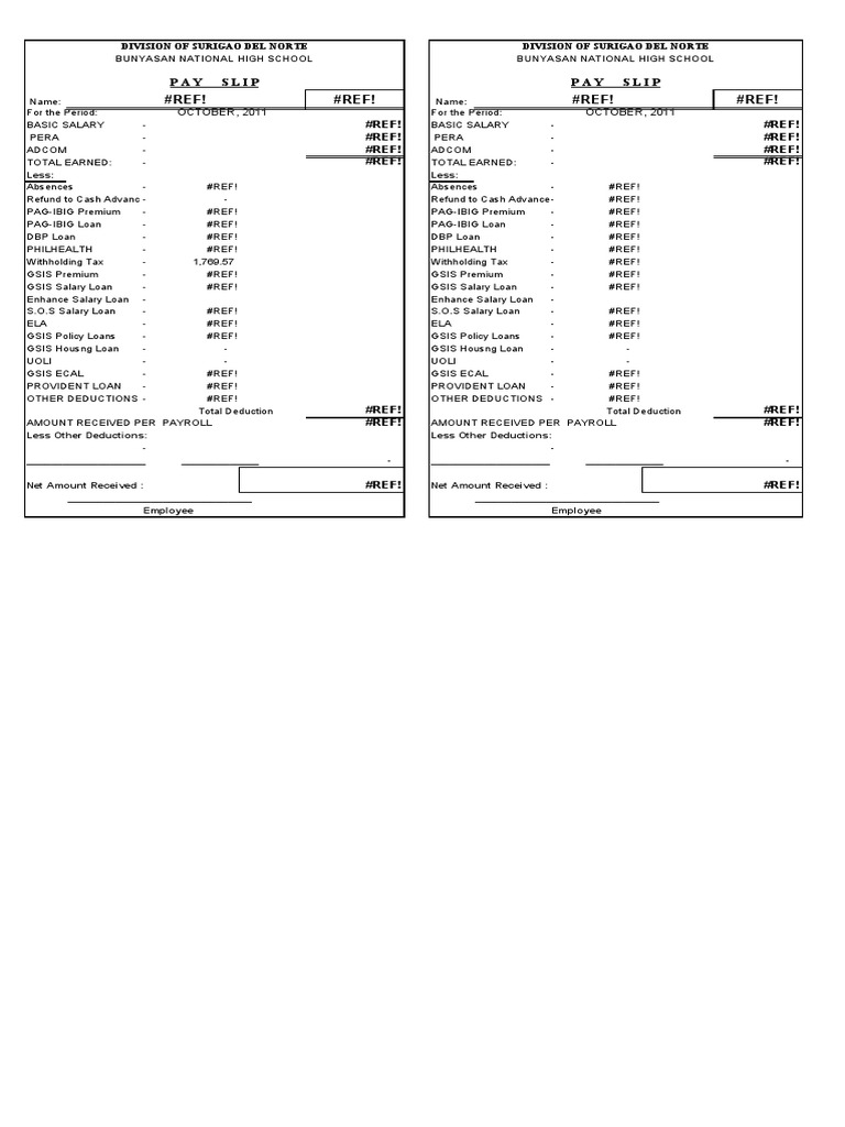 #REF! #REF! #REF! #REF!: Pay Slip Pay Slip | PDF | Payments | Business