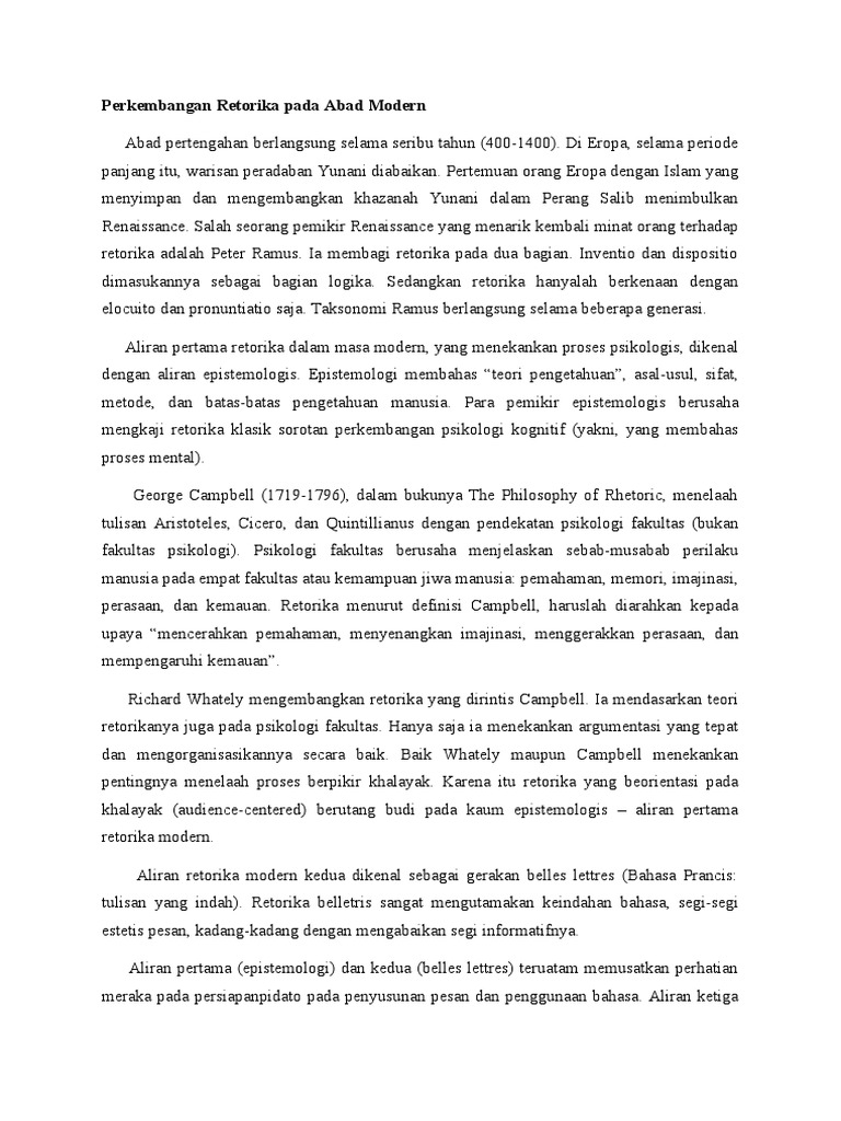 Perkembangan Retorika Pada Abad Modern | PDF