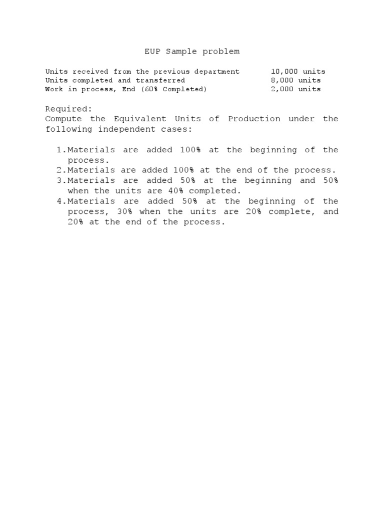 EUP Calculation Methods Explained | PDF