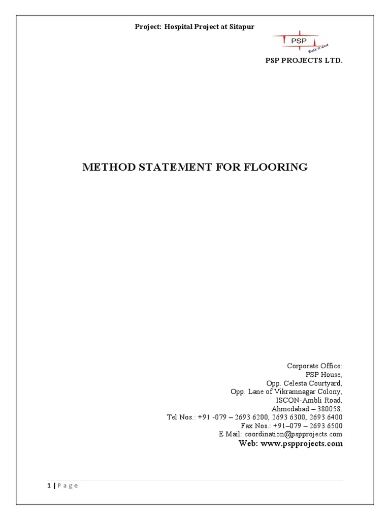 Flooring Method Statement for Hospital | PDF | Tile | Mortar (Masonry)