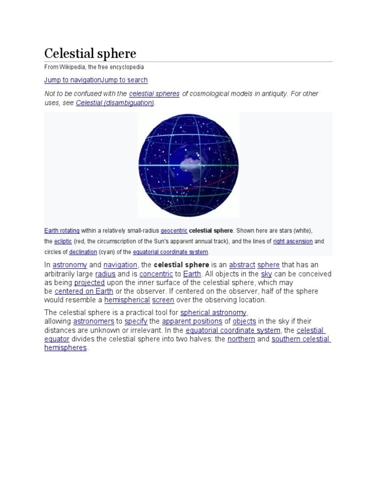 Celestial Sphere Basics for Astronomers | PDF