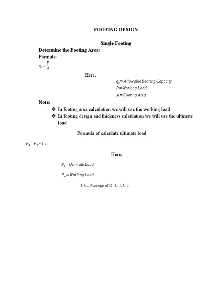 Footing Area and Thickness Calculation | PDF