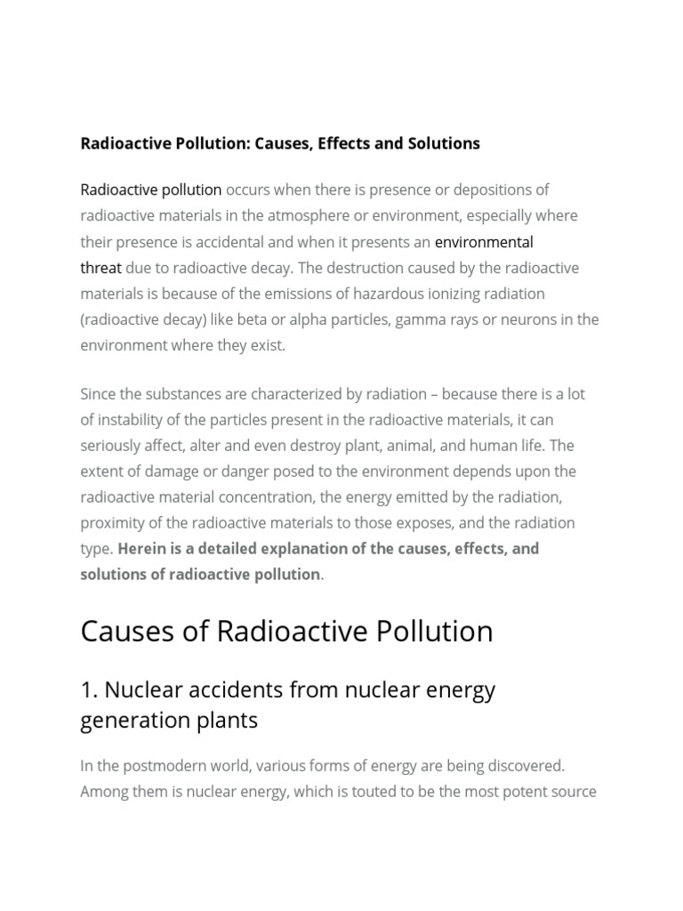 Causes of Radioactive Pollution: 1. Nuclear Accidents From Nuclear ...