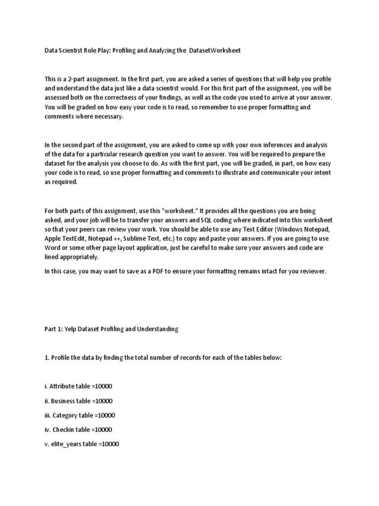 Data Scientist Role Play 1 | PDF | Data Management | Computer Data