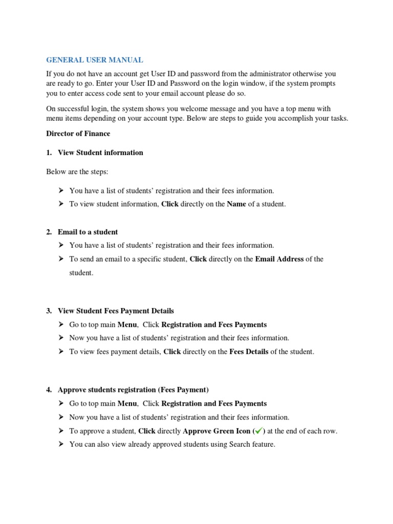 User Manual for Student Registration System | PDF | Password | Receipt