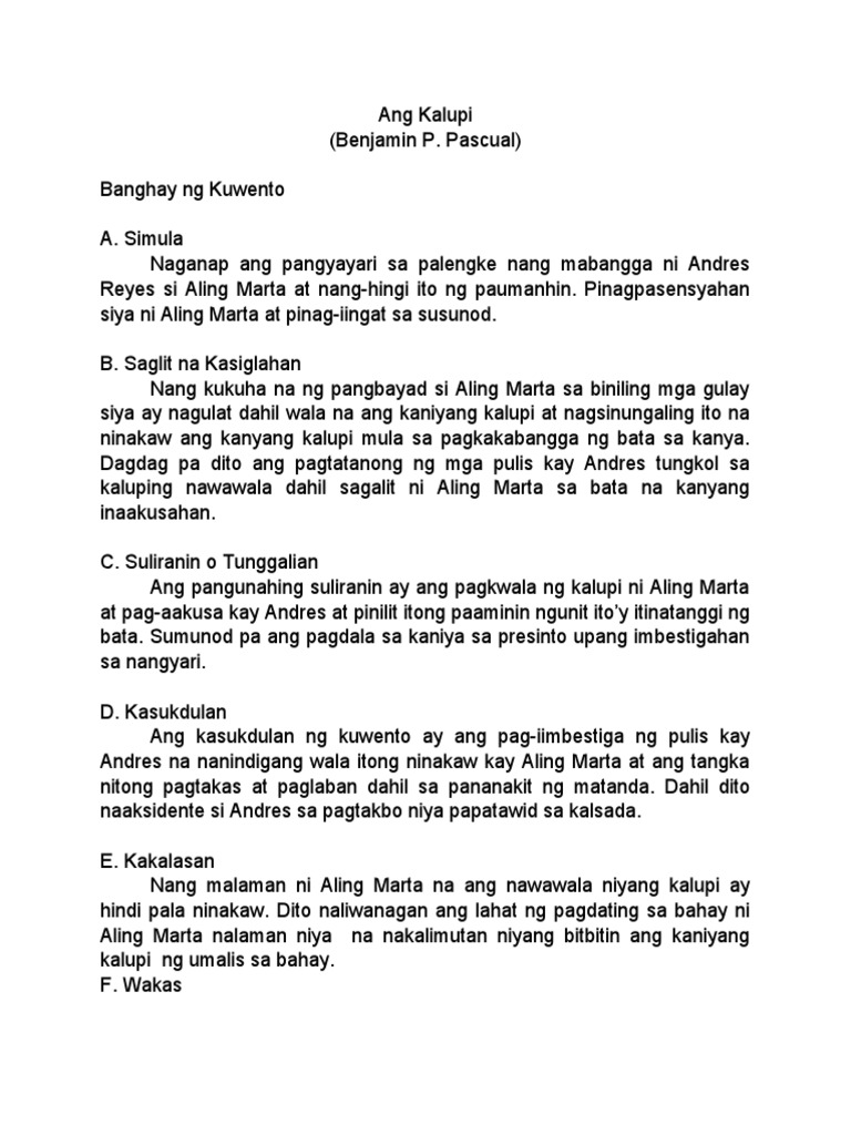 ANG KALUPI by BENJAMIN PASCUAL 12345 | PDF