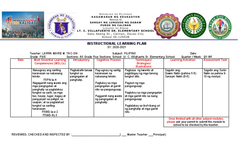 Ilp Q1 Week1 Filipino | PDF