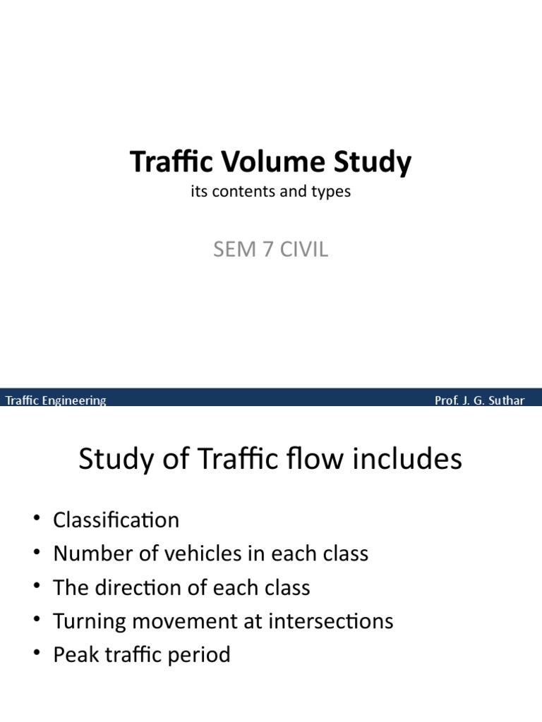 Traffic Volume Study: Sem 7 Civil | PDF