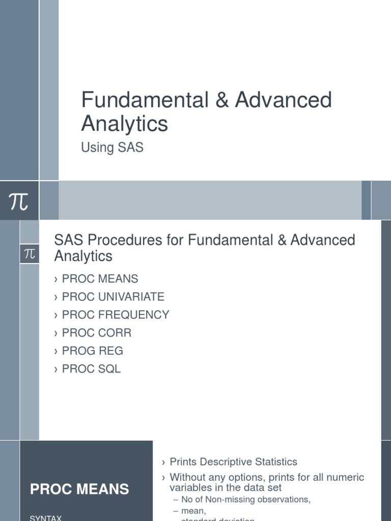 Advanced Analytics Using SAS | PDF | Sas (Software) | Sql