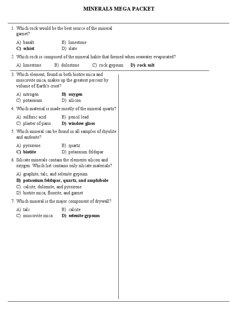 Minerals Mega Packet Overview | PDF | Minerals | Rock (Geology)