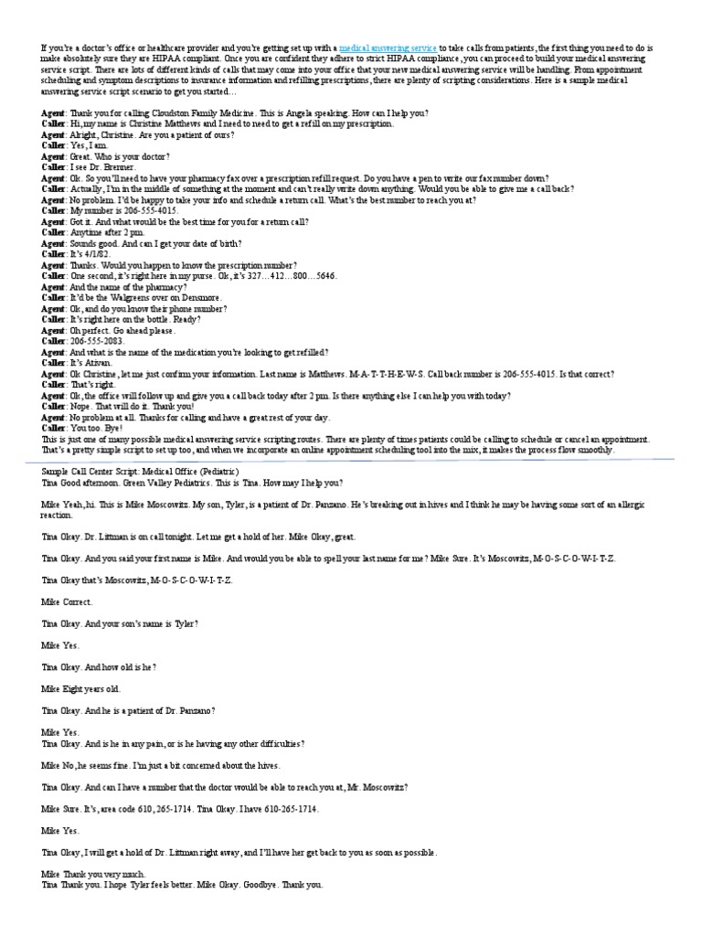 Medical Answering Service | PDF | Medical Prescription | Health Care