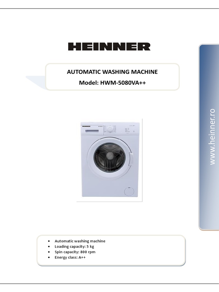 Manual HWM-5080VA - English | PDF | Laundry | Washing Machine