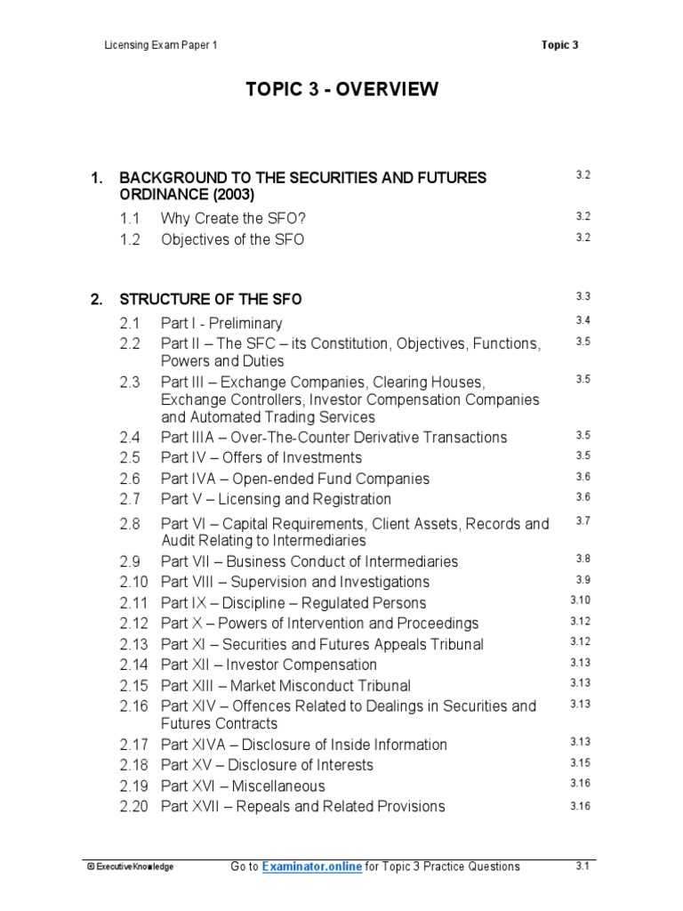 Topic 3 - Overview: Licensing Exam Paper 1 Topic 3 | PDF | Over The ...