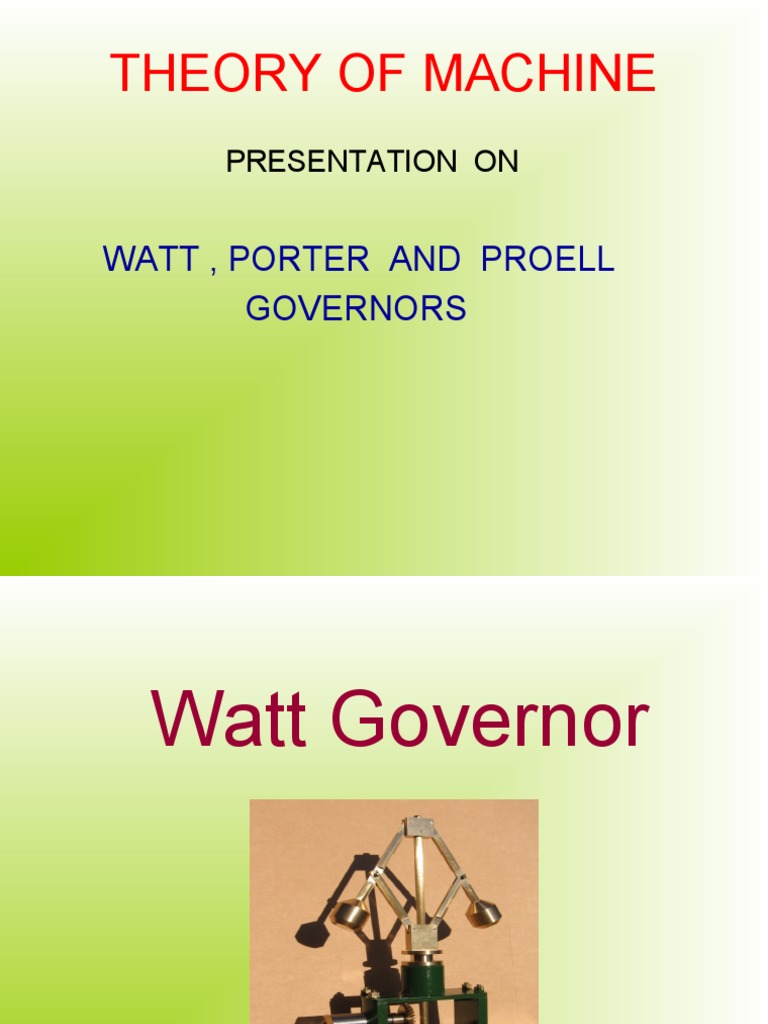 Theory of Machine: Watt, Porter and Proell Governors | PDF | Rotation ...