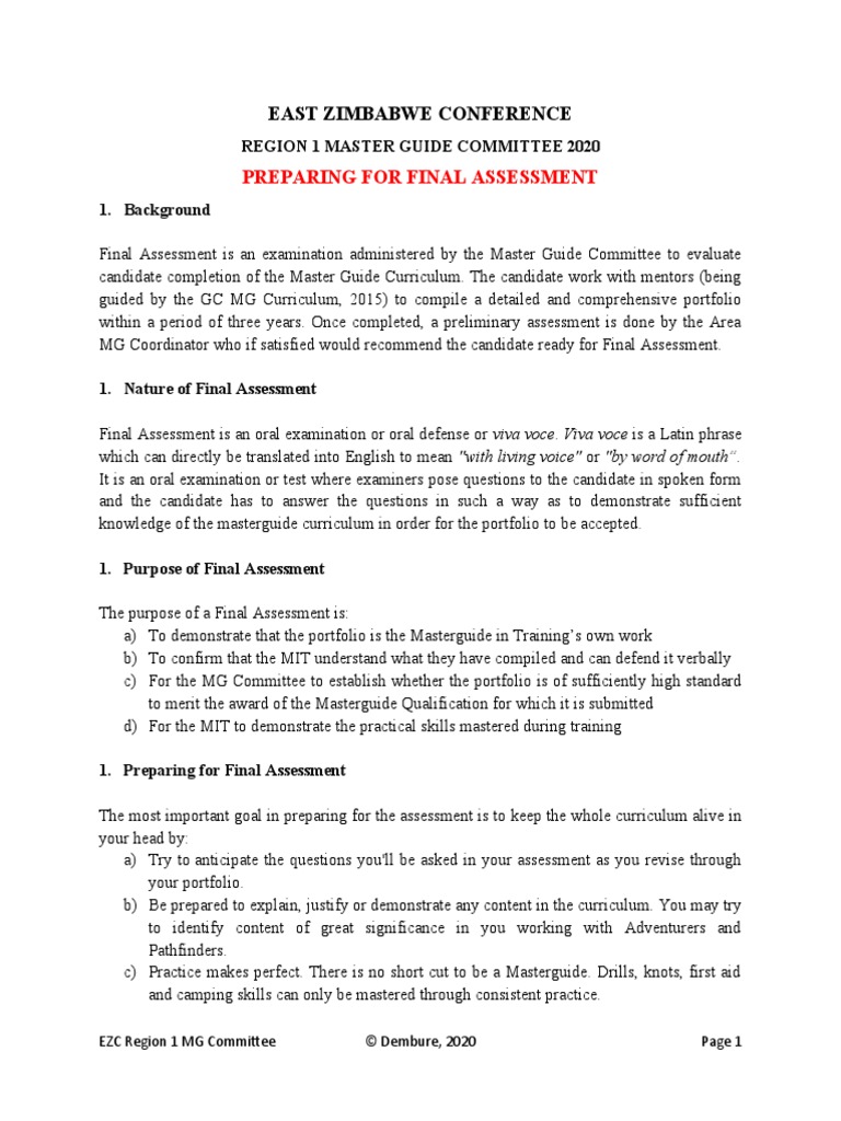 Preparing For Final Assessment | PDF | Educational Assessment | Thesis