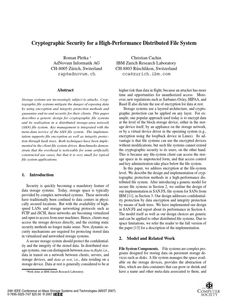 Cryptographic Security For A High-Performance Distributed File System ...
