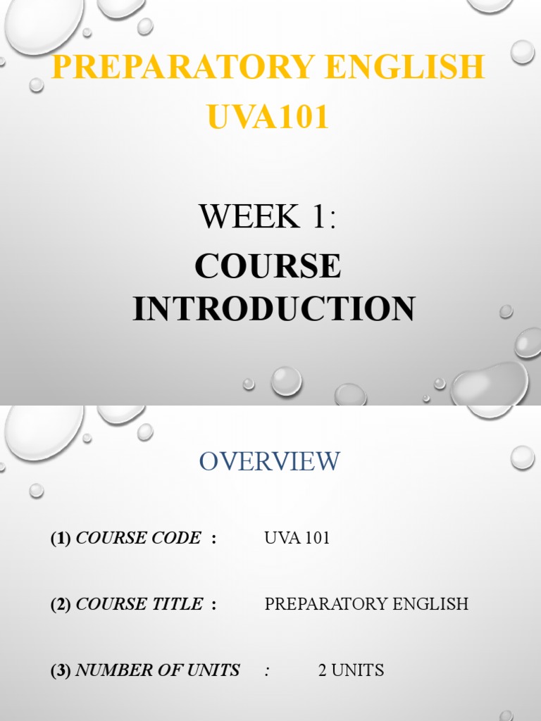 Week 1 - Course Introduction (19.10.20) | PDF | International English ...