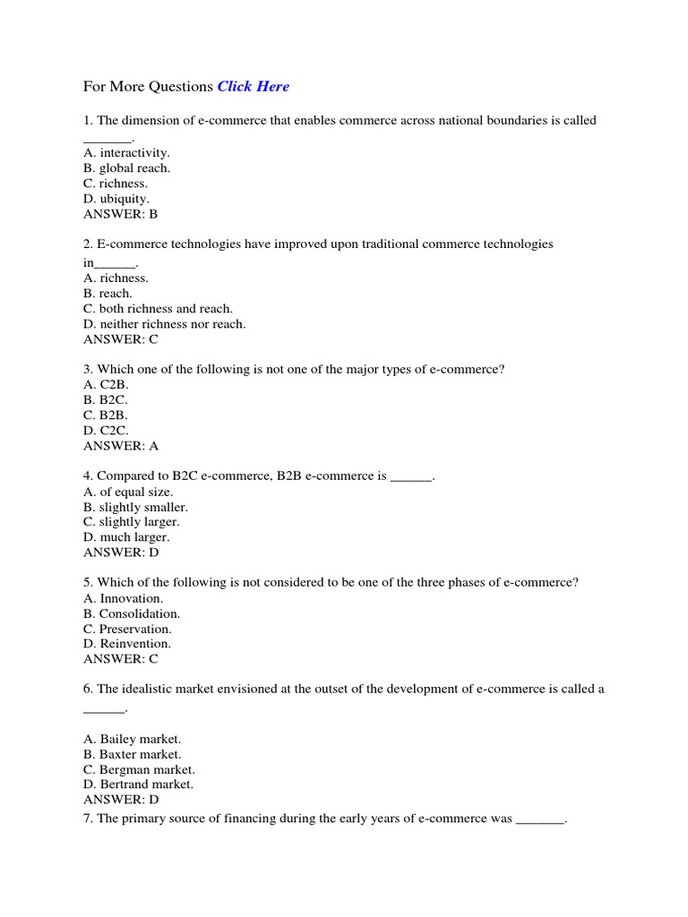 MCQ On e Commerce | PDF