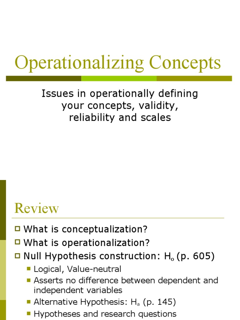 Operationalizing Concepts in Research | PDF | Validity (Statistics ...
