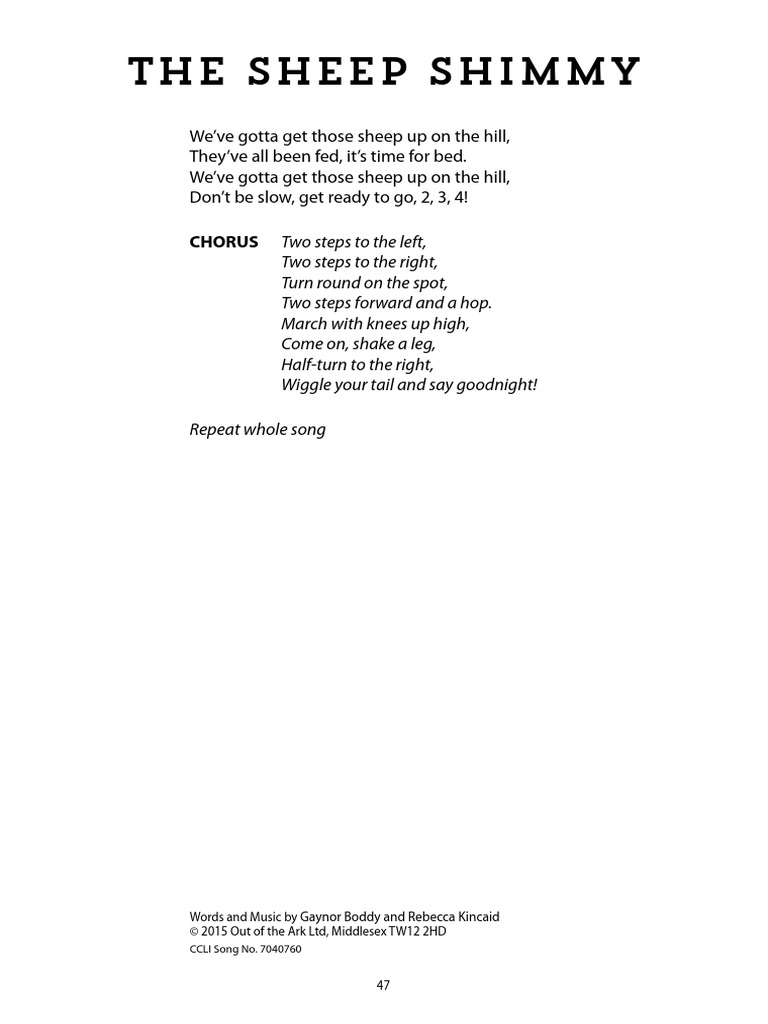 Sheep Shimmy Lyrics PDF | PDF