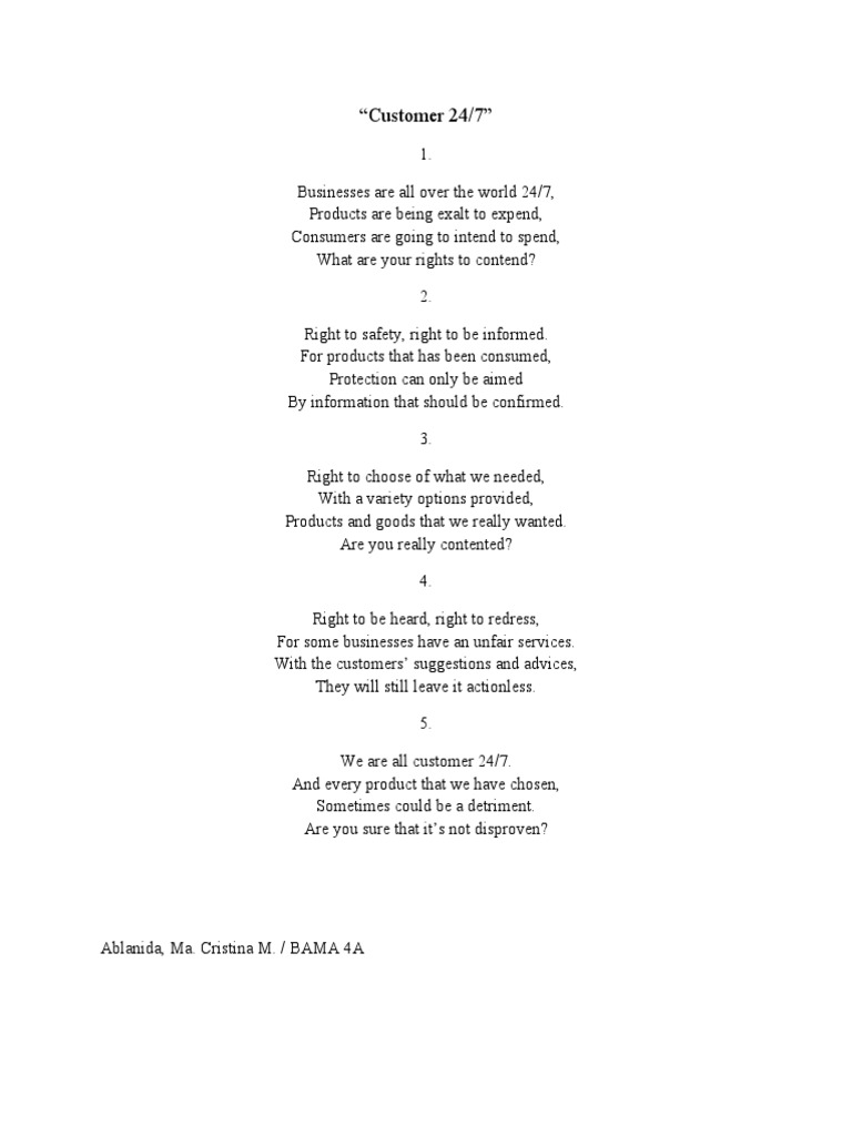 Customer Poem | PDF