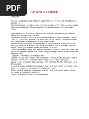 G Leopardi Alla Luna G Leopardi Alla Luna | PDF