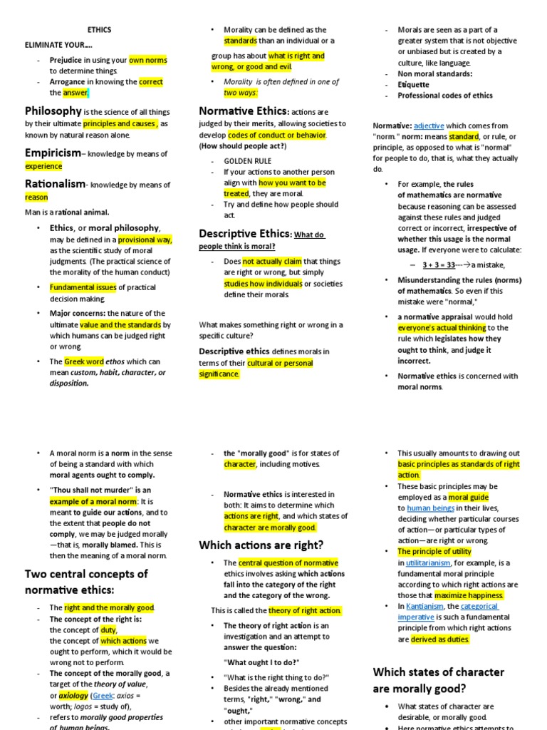 Philosophy Normative Ethics | PDF | Morality | Virtue