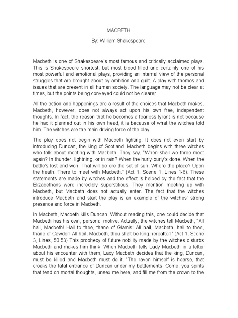 Macbeth Analysis | PDF | Macbeth