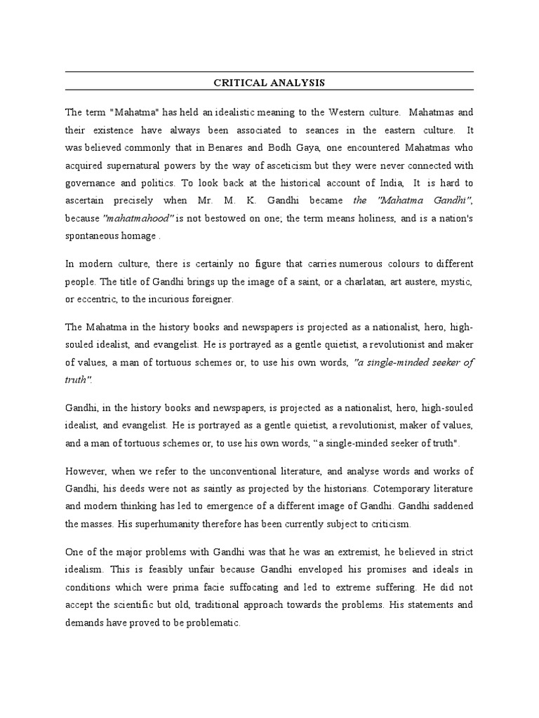A Critical Examination of Gandhi's Title as 'Mahatma': Deconstructing ...